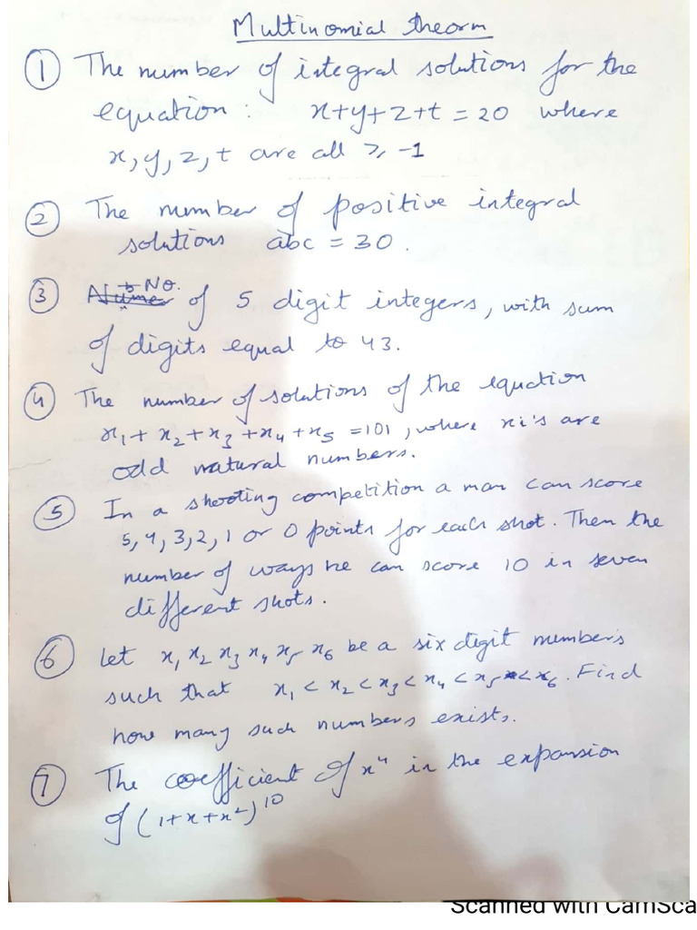 Multinomial Theoram Sheet | PDF
