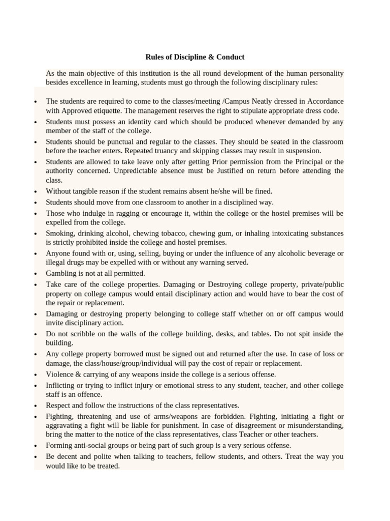 Rules of Discipline | PDF | Justice | Crime & Violence