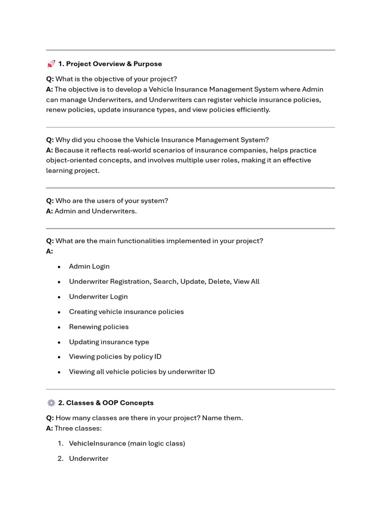 Viva Questions Project | PDF | Class (Computer Programming) | Method ...