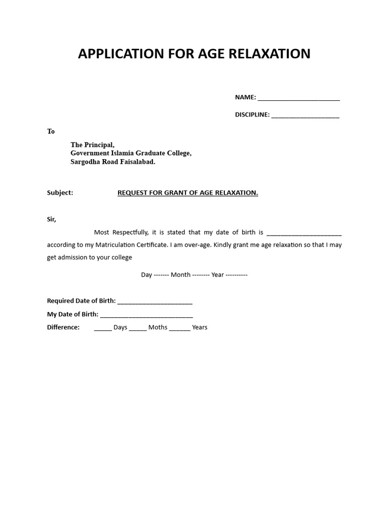 Age Relaxation Form | PDF