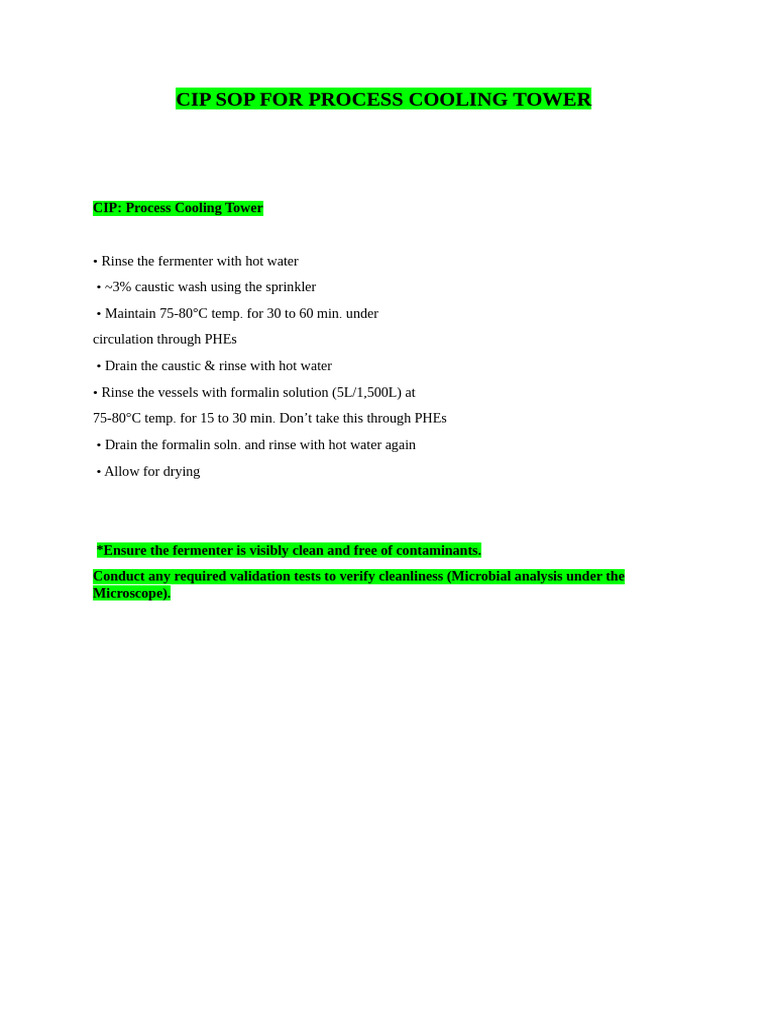 CIP Process Cooling Tower | PDF