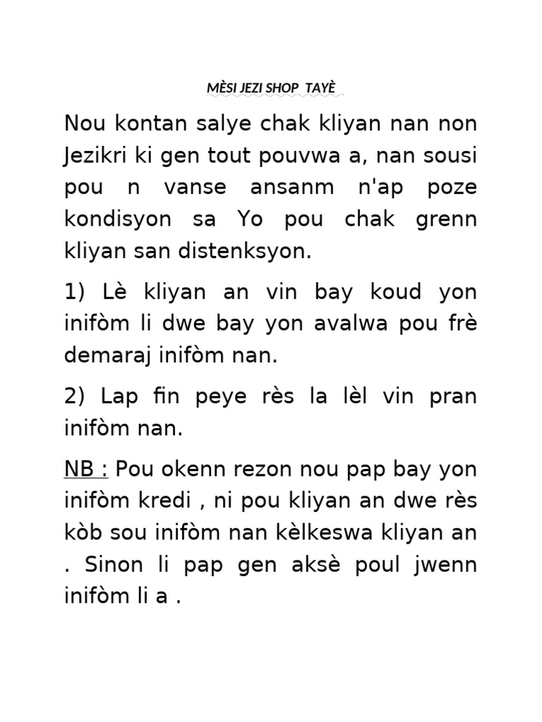 Mèsi Jezi Shop | PDF