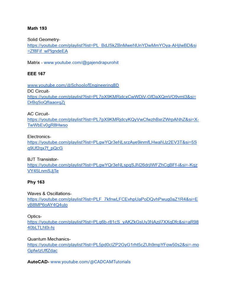 Youtube Playlists | PDF