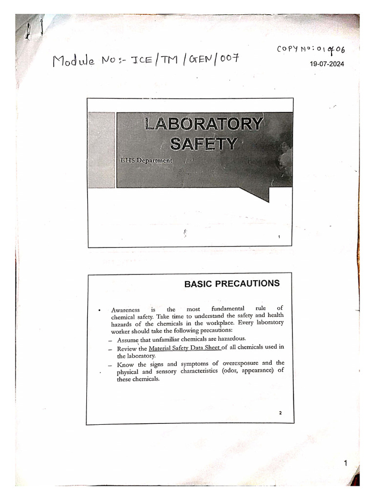 Laboratory SAFETY | PDF