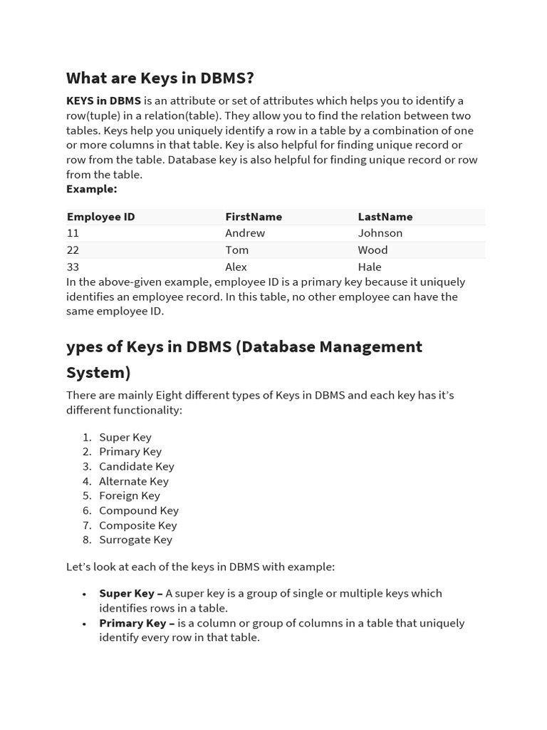 What Are Keys in DBMS | PDF | Data Management Software | Information Retrieval