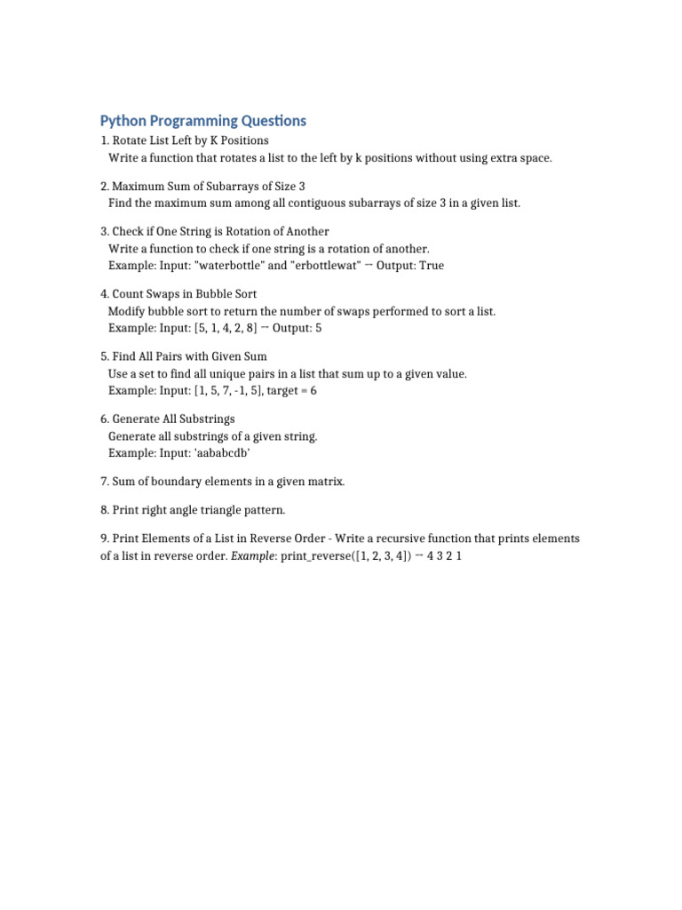 Python Medium Questions | PDF