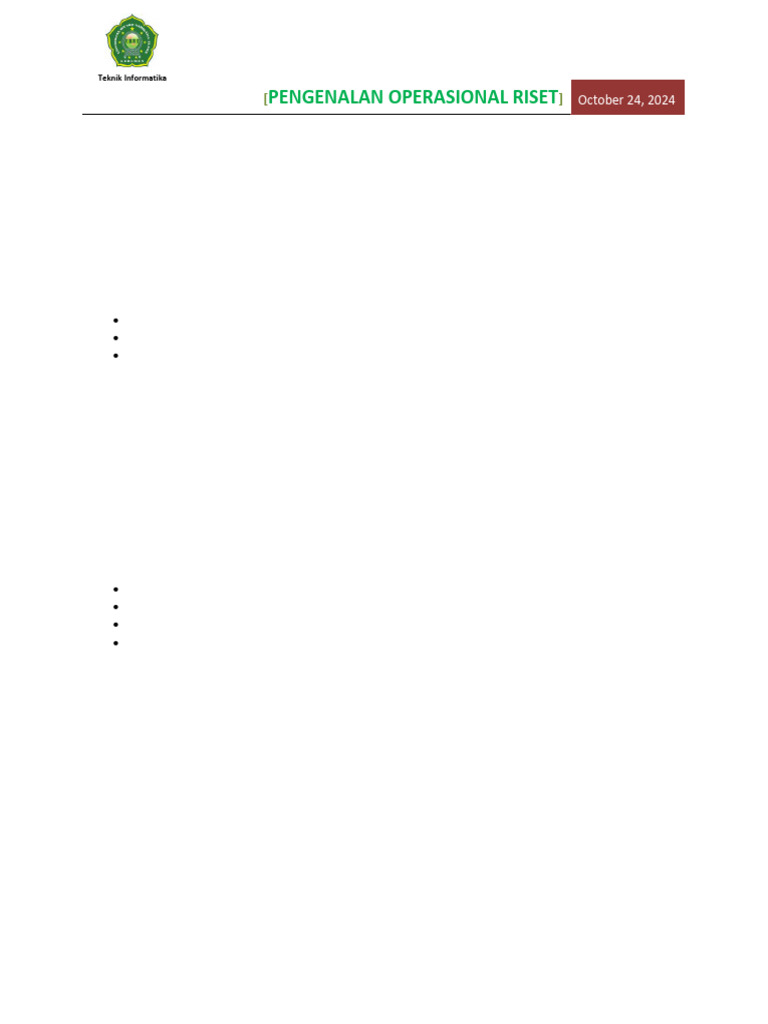 Pengenalan Operasional Riset | PDF
