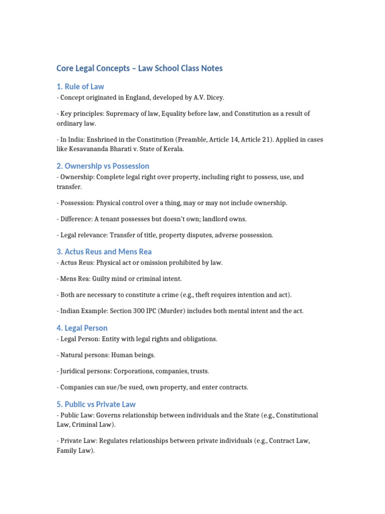 Core Legal Concepts Overview | PDF | Mens Rea | Rule Of Law