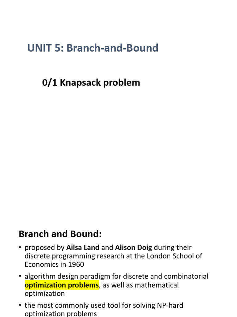 26 BranchAndBound Knapsack | PDF | Mathematics Of Computing | Computational Complexity Theory