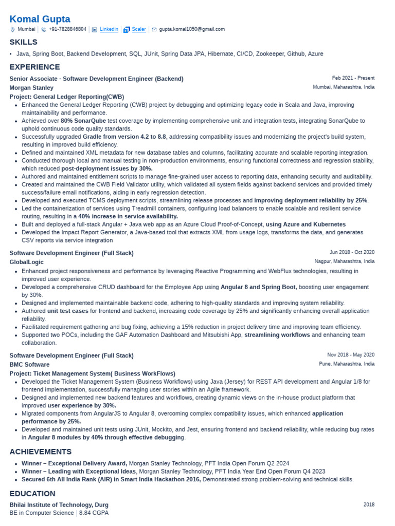 Komal Gupta Resume 2025 May PDF | PDF | Software Development ...