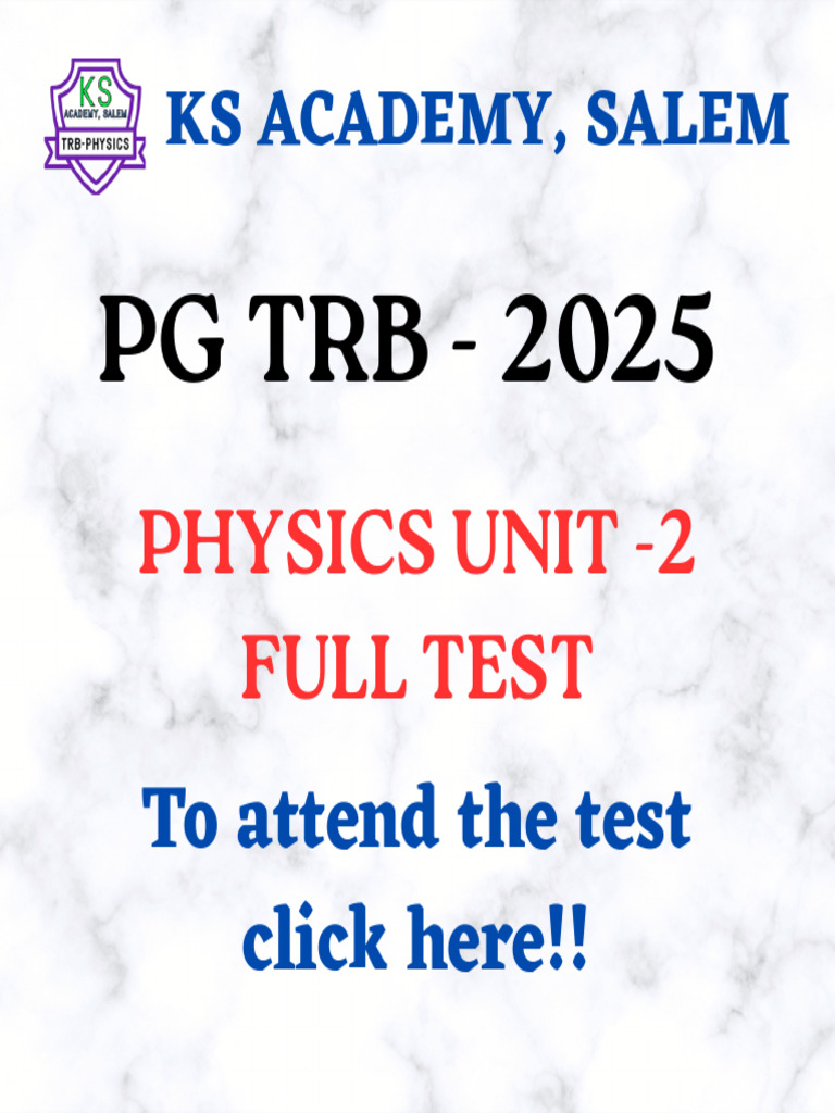 Ks Academy, Salem: PG TRB - 2025 | PDF