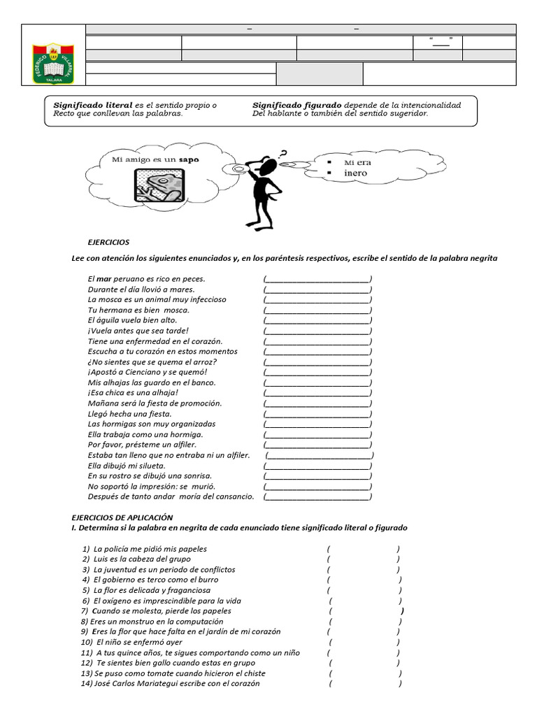 Significado Literal y Figurado - Significado y Base Contextual - P ...