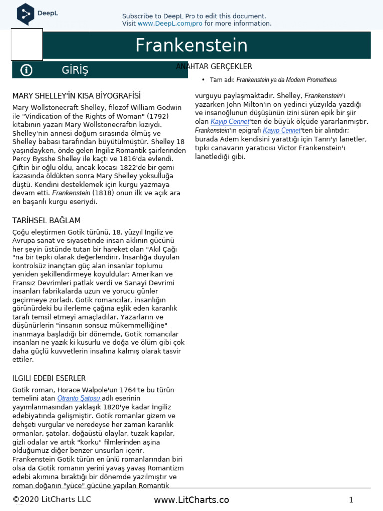 Frankenstein LitChart TR | PDF