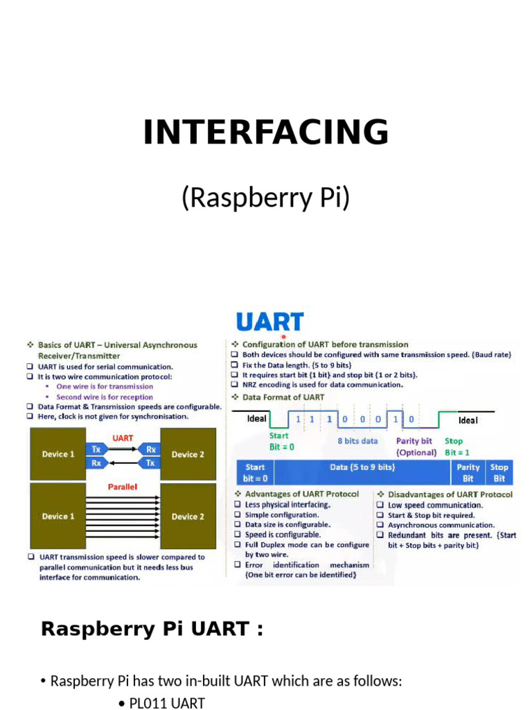 Raspberry Pi Interfacing (UART, I2C, SPI) | PDF