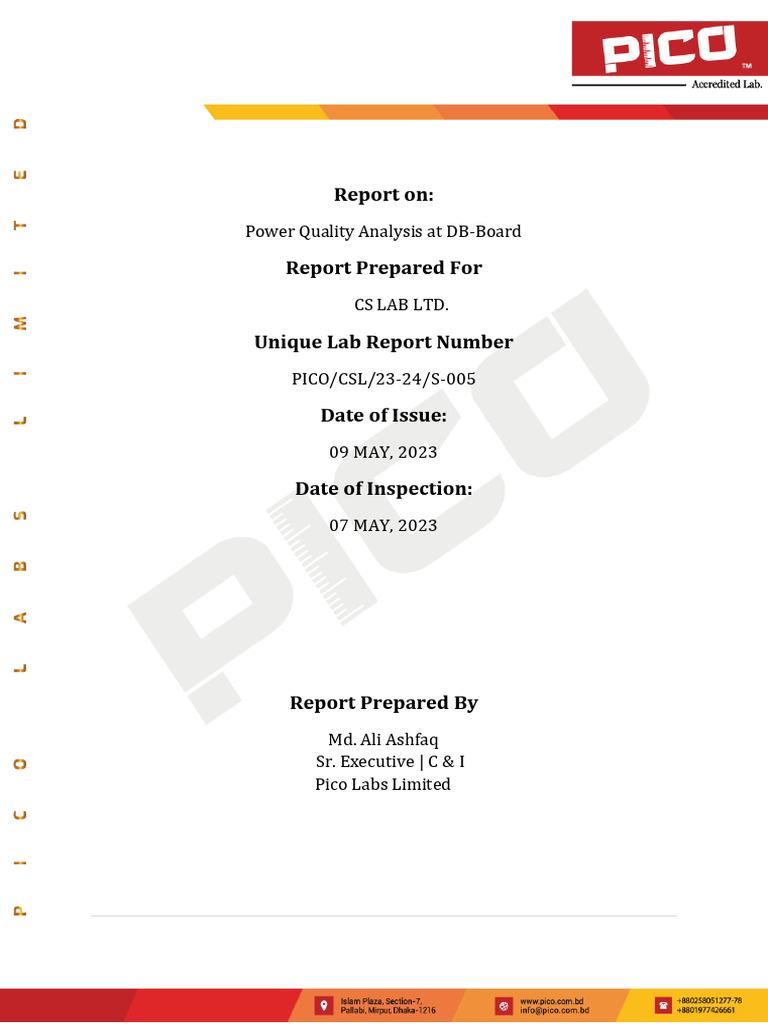 07 05 2023 CS LAB Power Quality Report DRAFT Edi2 | PDF | Alternating ...
