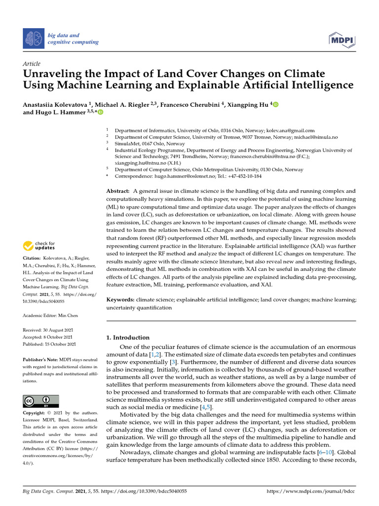 Land Cover Changes and Climate Impact Analysis | PDF | Climate Change ...
