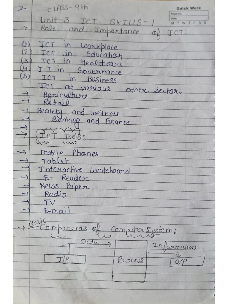 Class 9th+10th Basic ICT Skills I, II Unit-3 | PDF