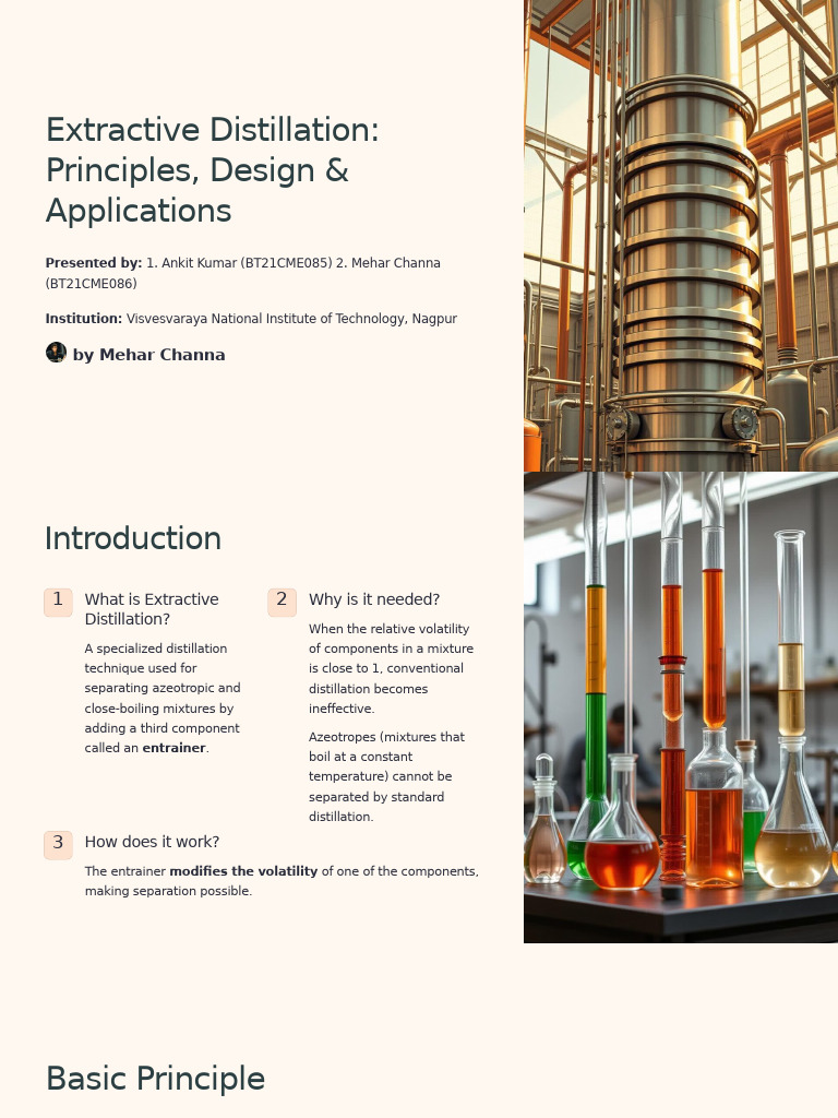 Extractive Distillation Principles Design and Applications | PDF | Distillation | Ethanol
