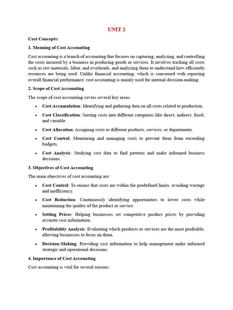 Unit 2 Management Accounting | PDF | Cost Accounting | Cost