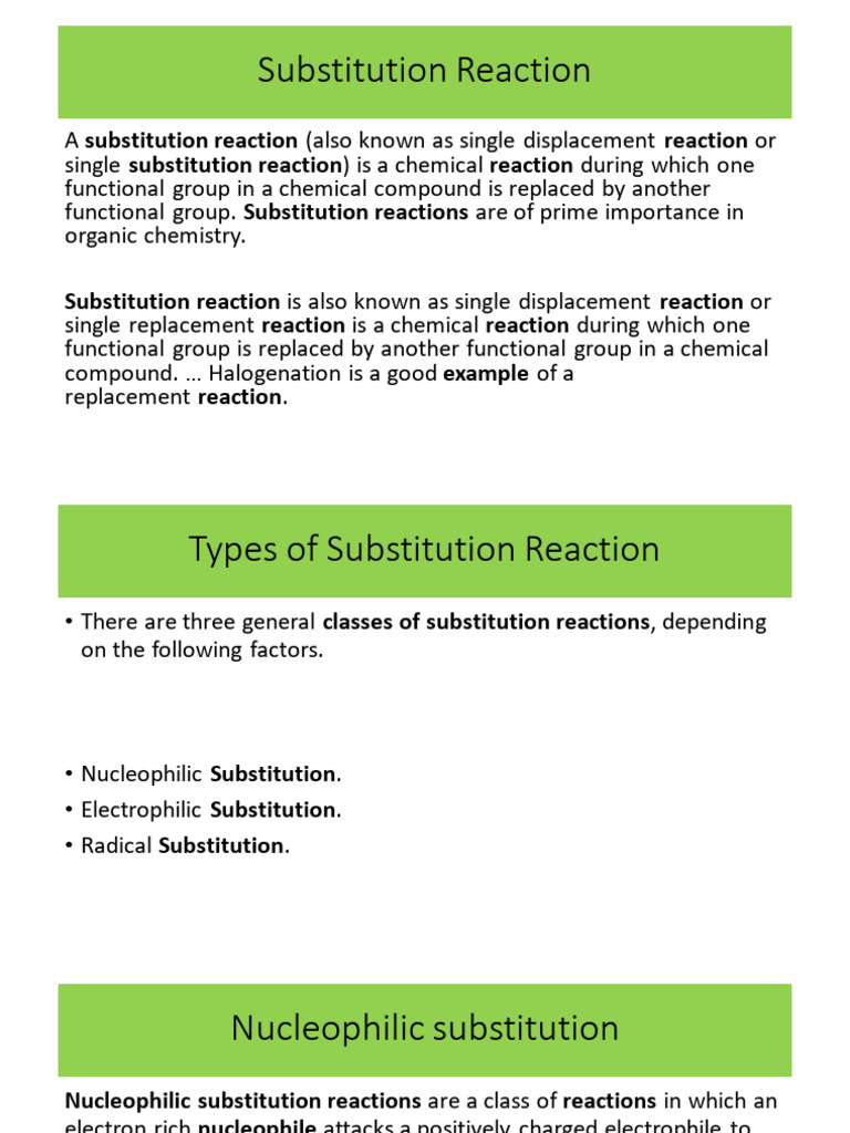Substitution Reactions in Organic Chemistry | PDF | Chemical Reactions ...