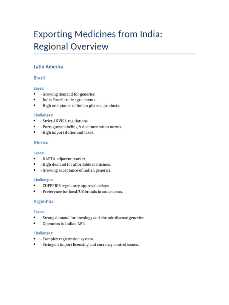 Exporting Indian Medicines: Regional Insights | PDF | Generic Drug ...