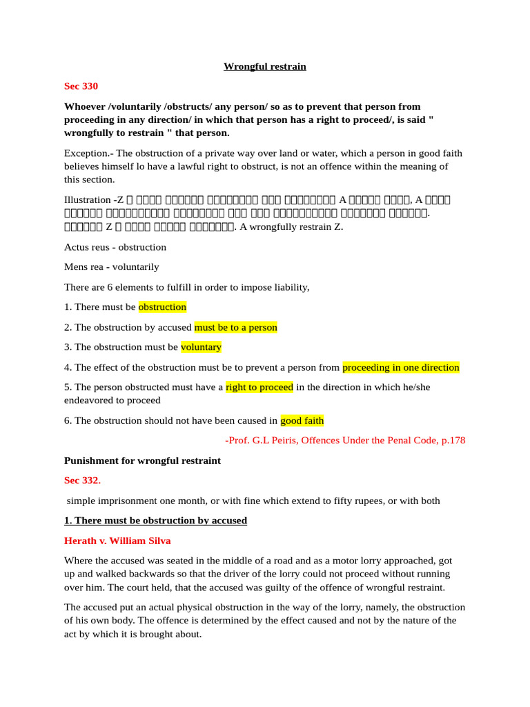 Wrongful Restrain | PDF | Mens Rea | Justice