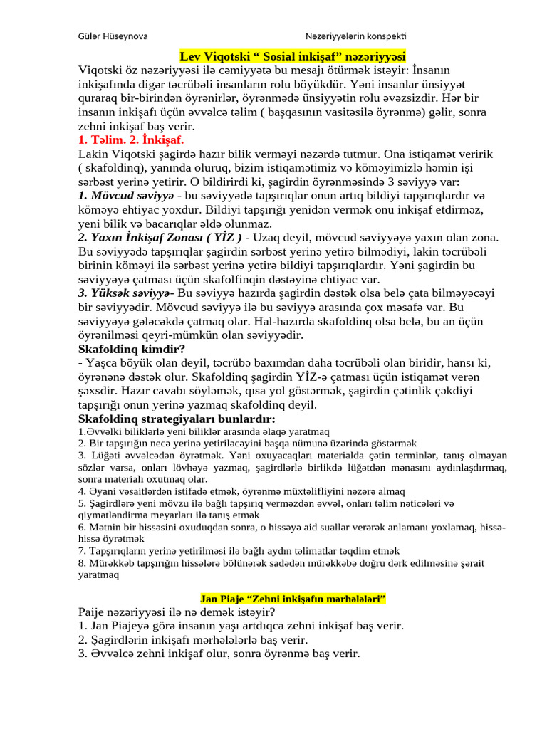 Nəzəriyyələrin Konspekti | PDF