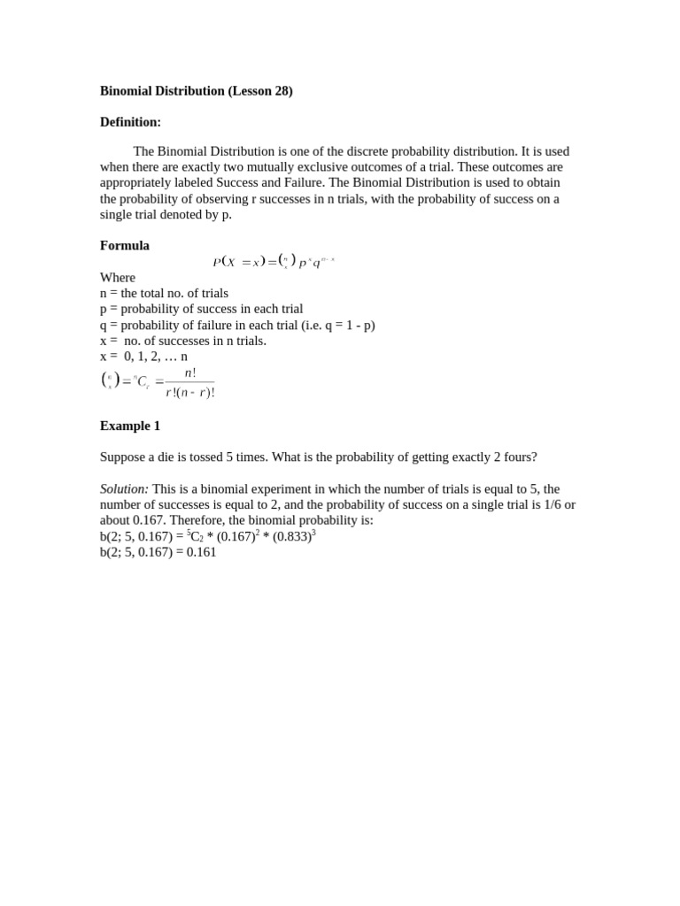 What Is Binomial Distribution | PDF