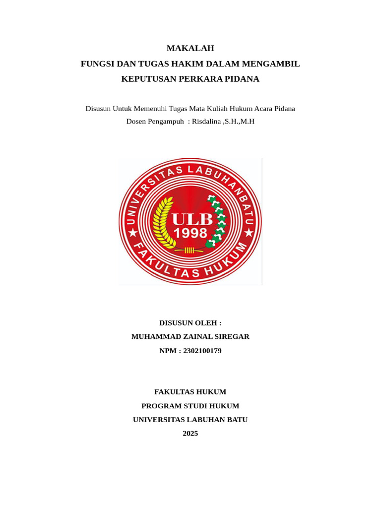 Tugas dan Fungsi Hakim dalam Perkara Pidana | PDF
