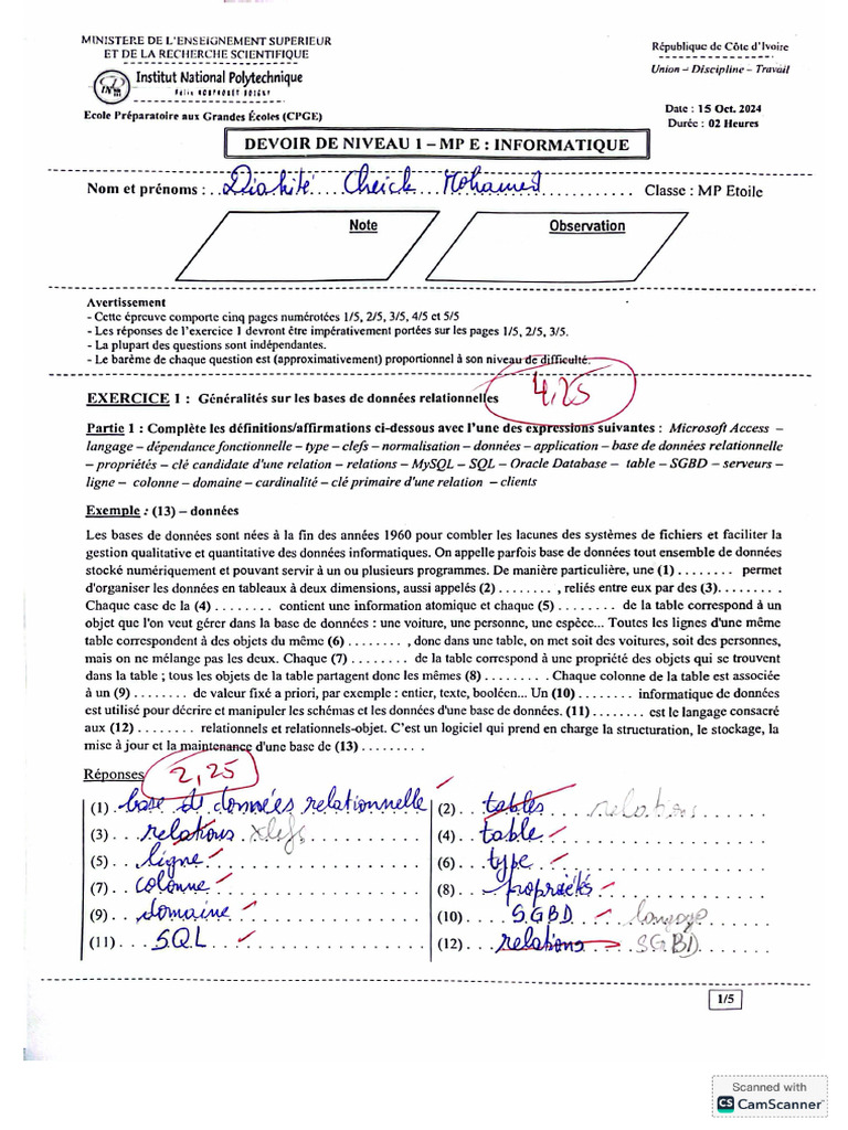 Devoir D'informatique MP Étoile 2024-202 | PDF