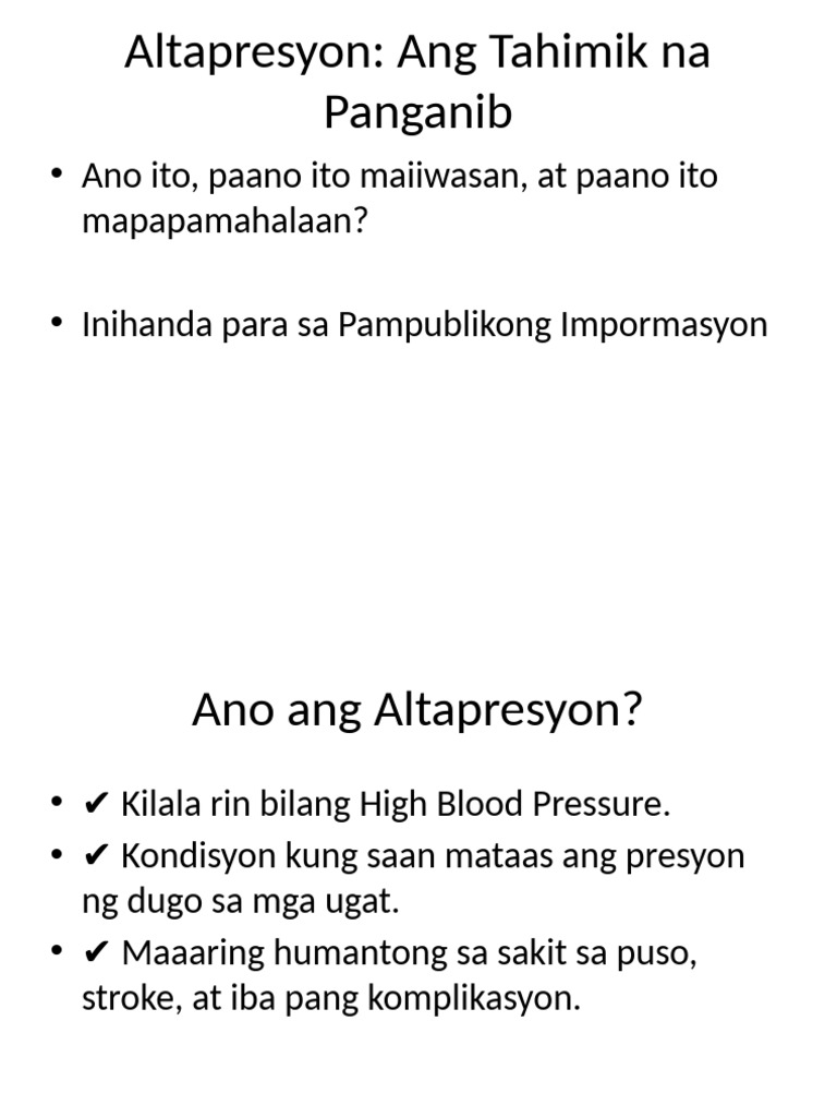 Altapresyon Presentation | PDF