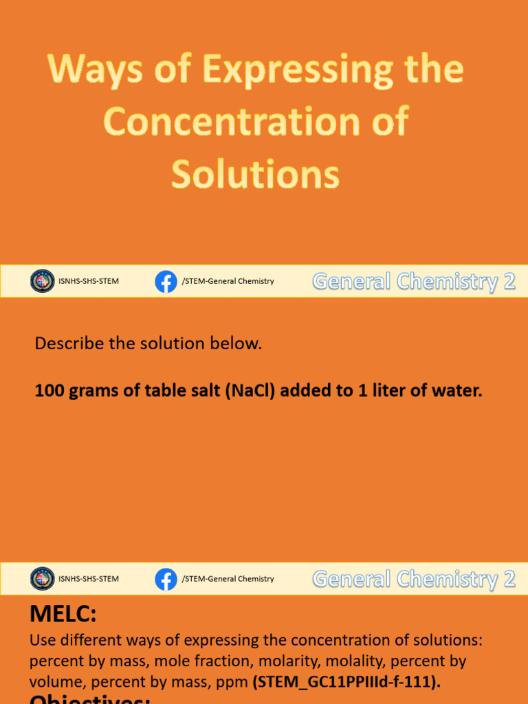 Concentration of Solutions | PDF | Concentration | Mole (Unit)