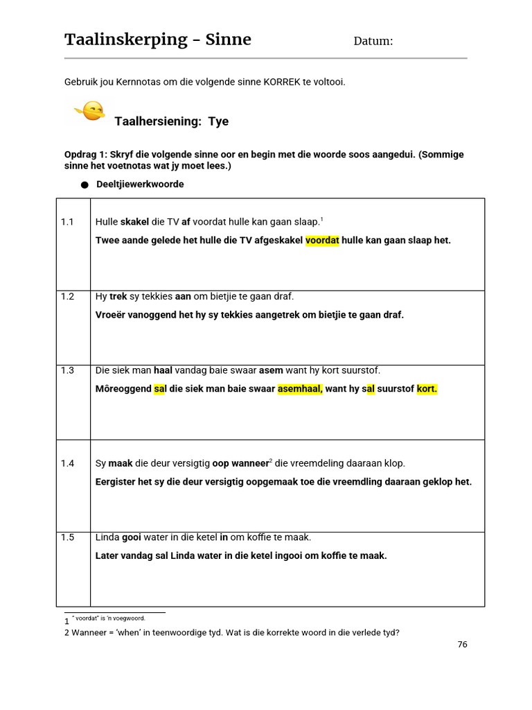 Taalinskerping SINNE Vir Graad 11 2025 Memorandum | PDF