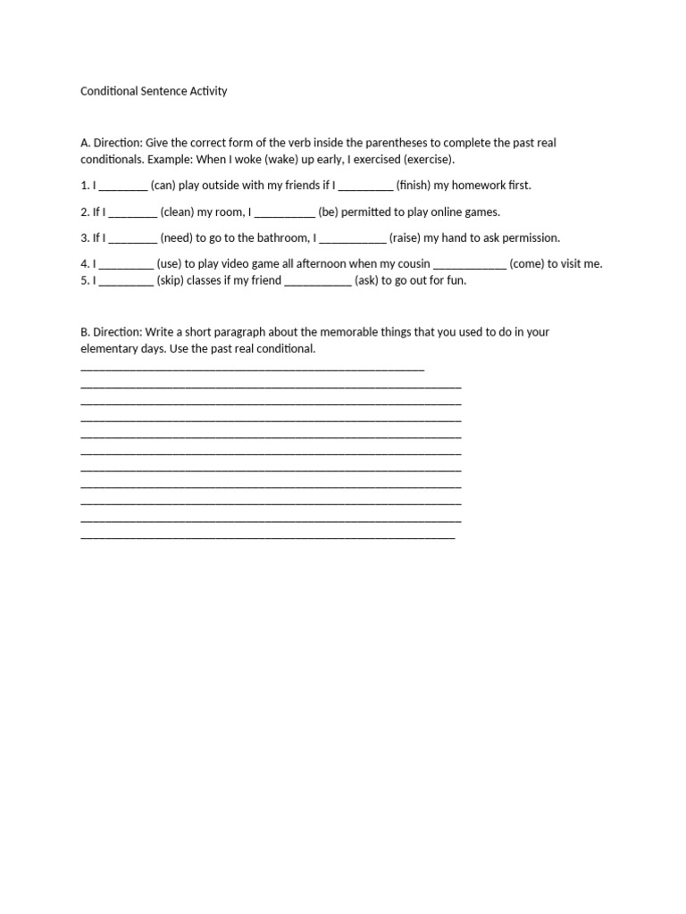 Conditional Sentence Activity 102 | PDF