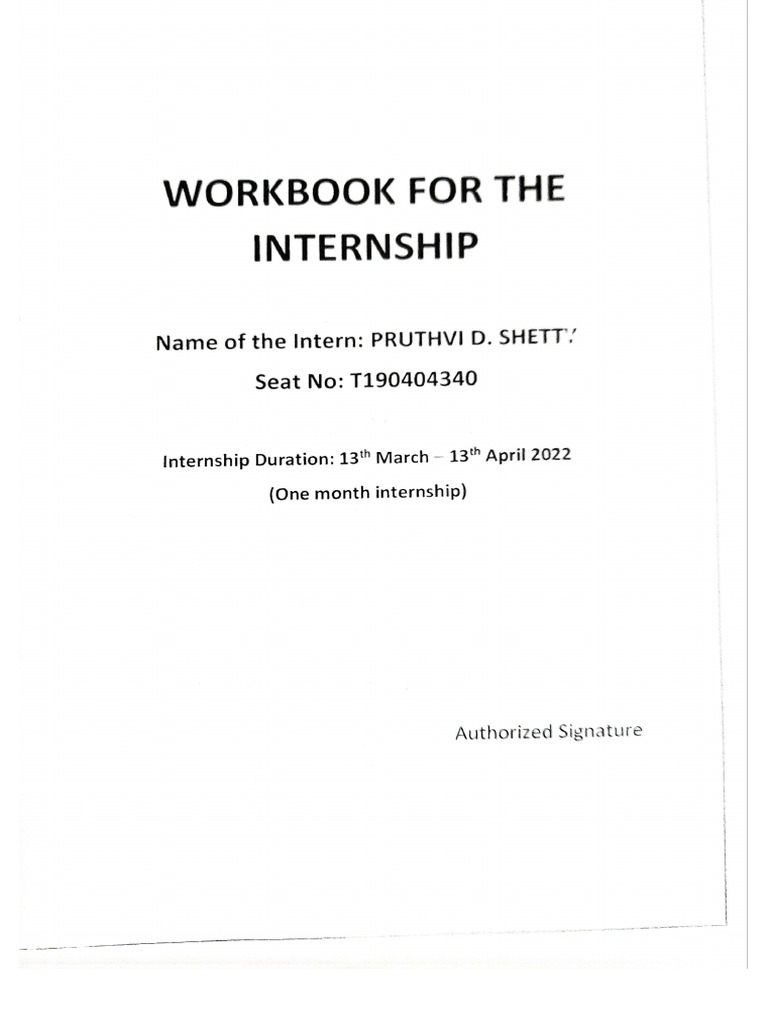 Internship Workbook Format | PDF
