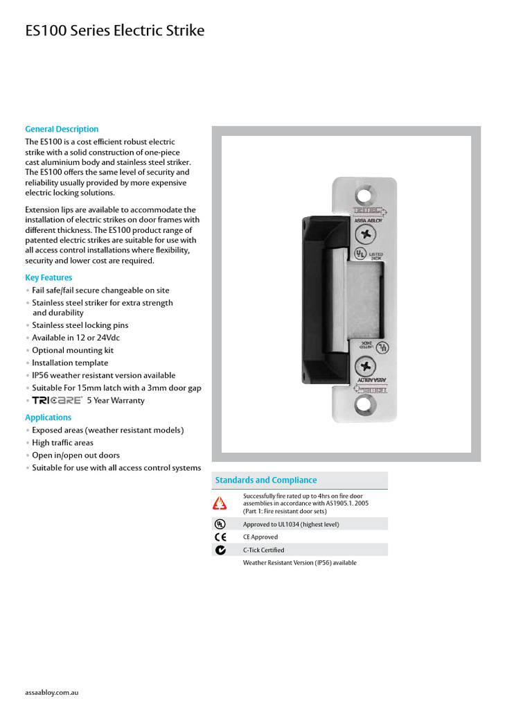 ES100 Serisi Datasheet | PDF | Stainless Steel | Door