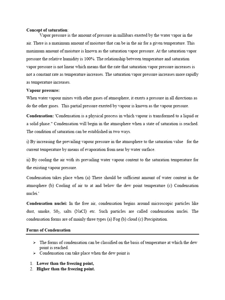 PDF Lecture 8.concept of Saturation | PDF | Fog | Frost
