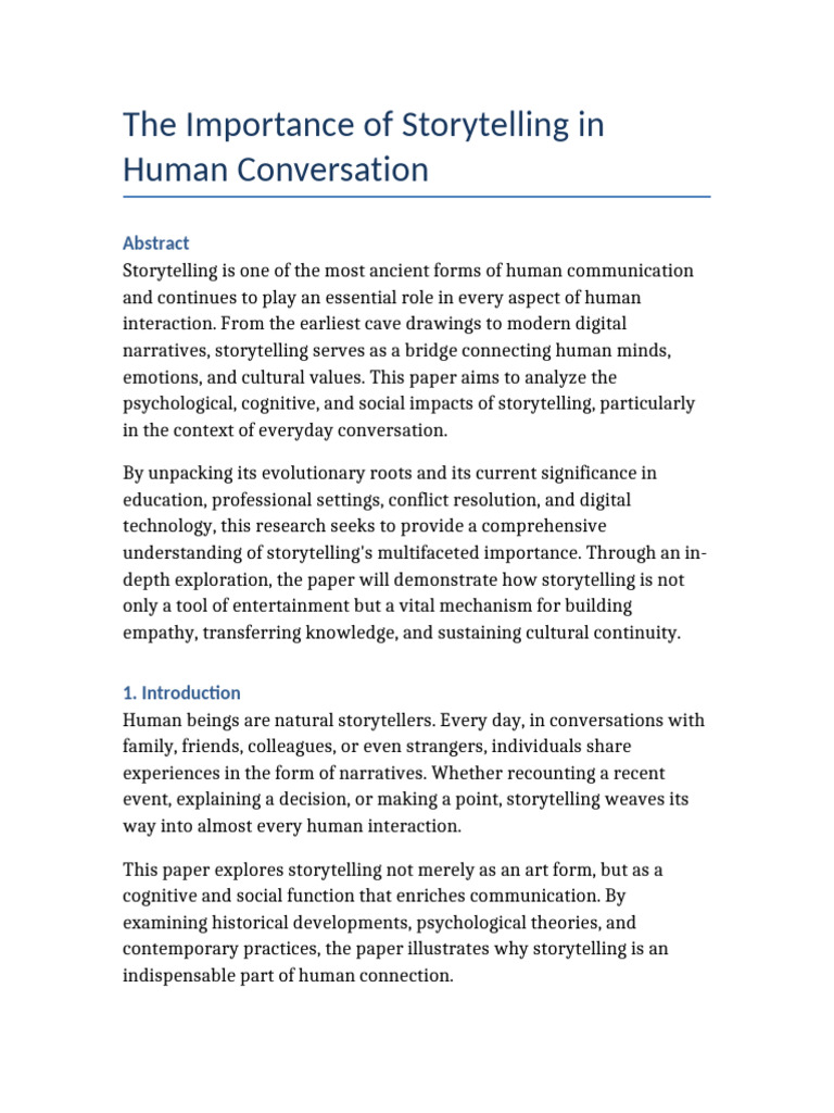 The Importance of Storytelling in Human Conversation Longer | PDF ...