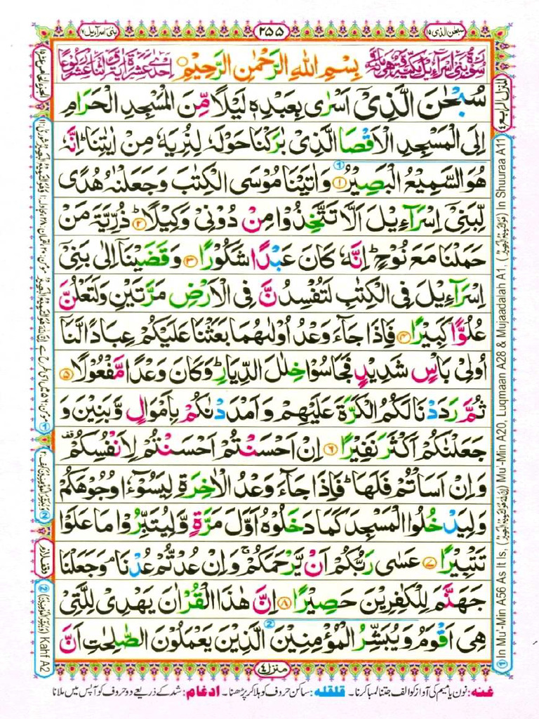 Colour Coded Quran Juz 15 | PDF