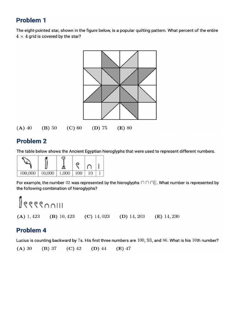 AMC8模考练习（2025） | PDF
