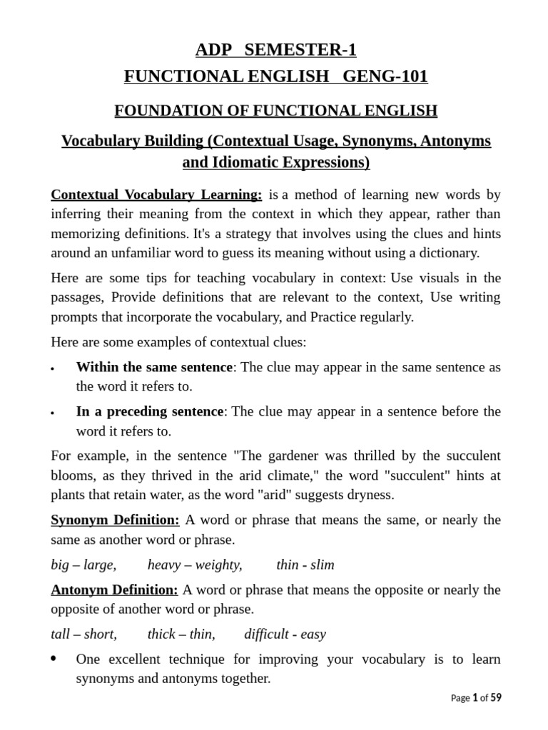 Vocabulary and Grammar Essentials | PDF | Adverb | Noun