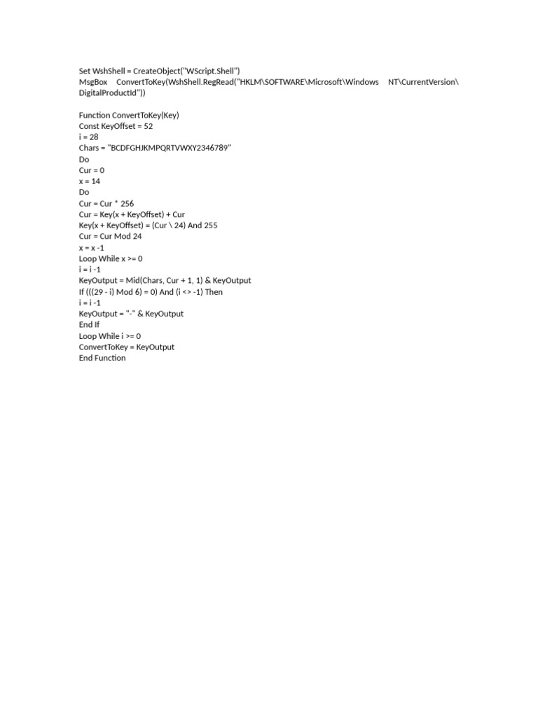 Extract Windows Product Key Script | PDF