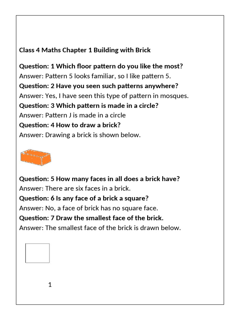 Class 4 Maths: Building with Bricks | PDF | Brick | Architectural Elements