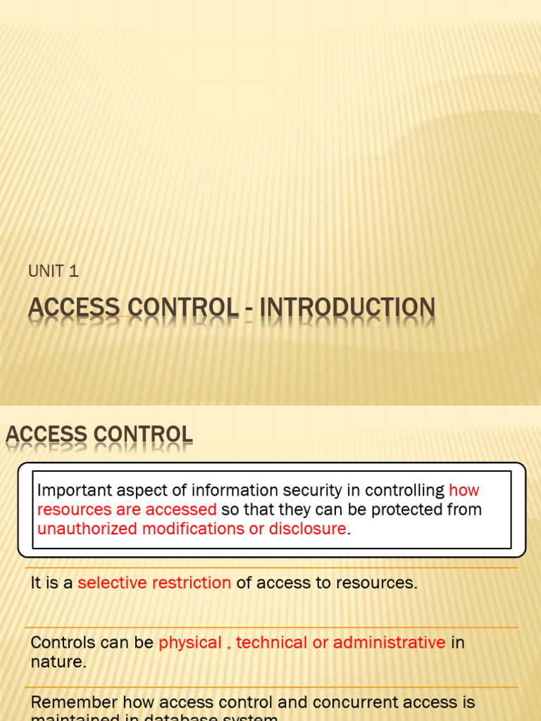 Access Control - Lect 1 - Introduction | PDF | Access Control | Authentication