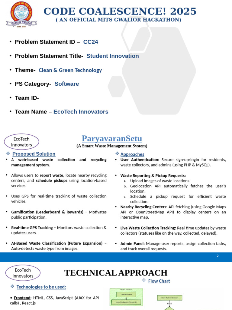 Code Coalescence 2025 Hackathon | PDF | Ajax (Programming) | Waste ...