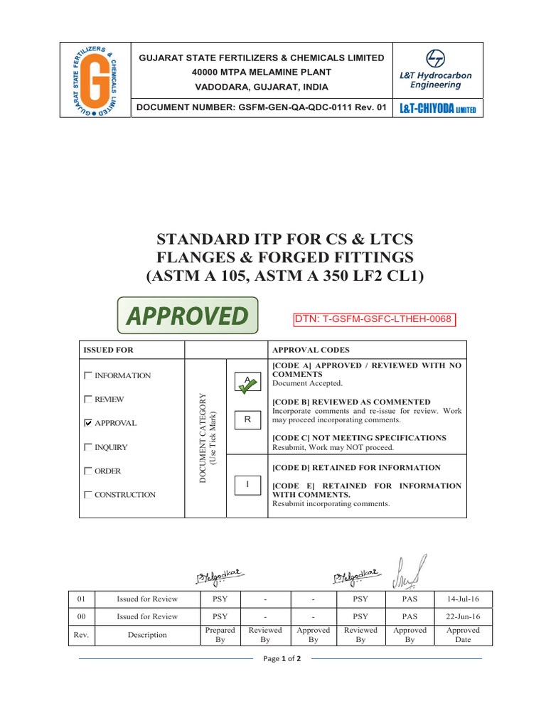 GSFM-GEN-QA-QDC-0111 - CS and LTCS Flanges and Forged Fittings | PDF | Plumbing