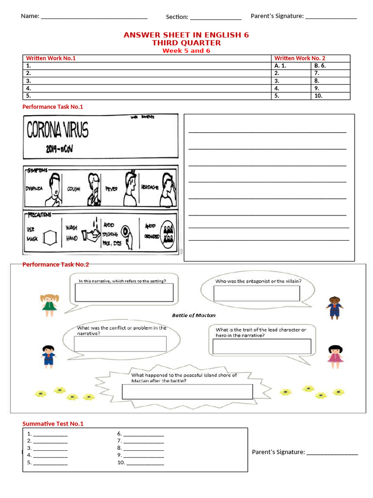 Worksheet in English Quarter 3 Week 5 and 6 | PDF | Reading ...