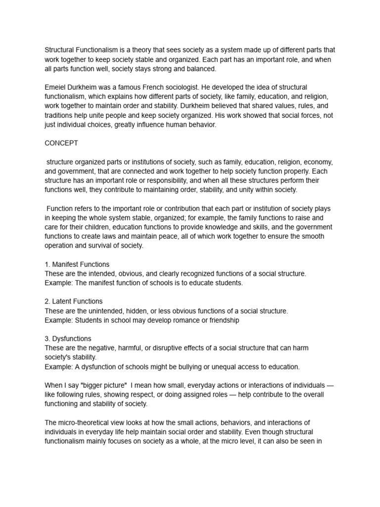 Structural Functionalism | PDF | Psychology | Liberal Arts Education