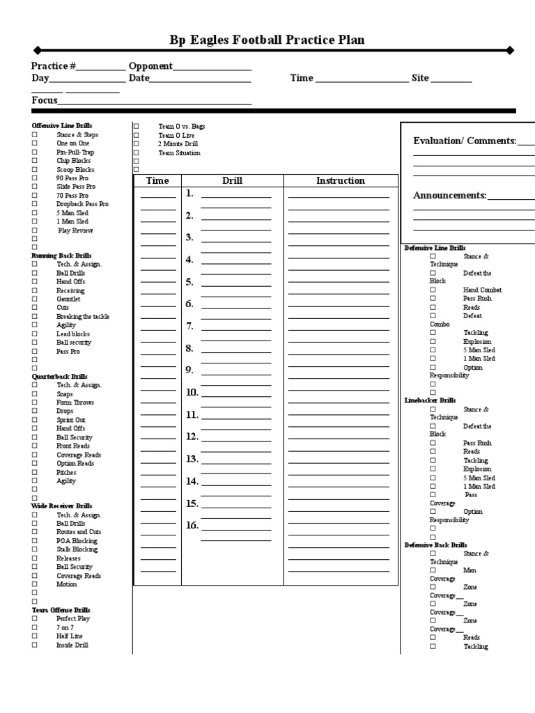 Football Practice Plan Drills | PDF | American Football | Teams