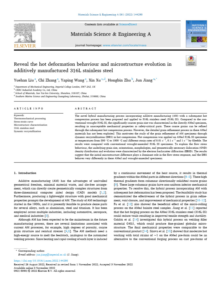 Reveal The Hot Deformation Behaviour and Microstructure Evolution in ...